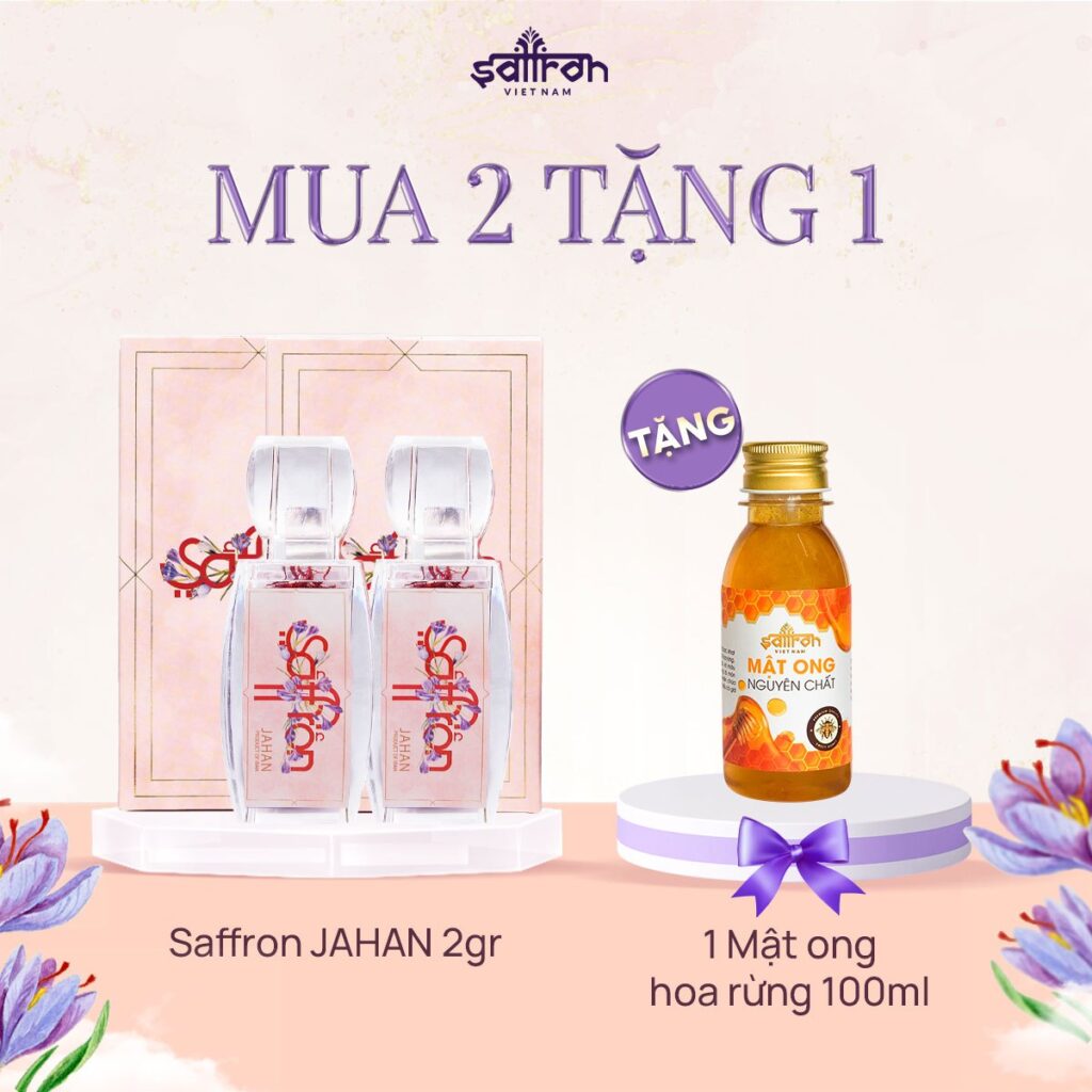 [Mua 2 tặng 1] Combo 2gram Saffron Jahan tặng 1 mật ong nguyên chất ...